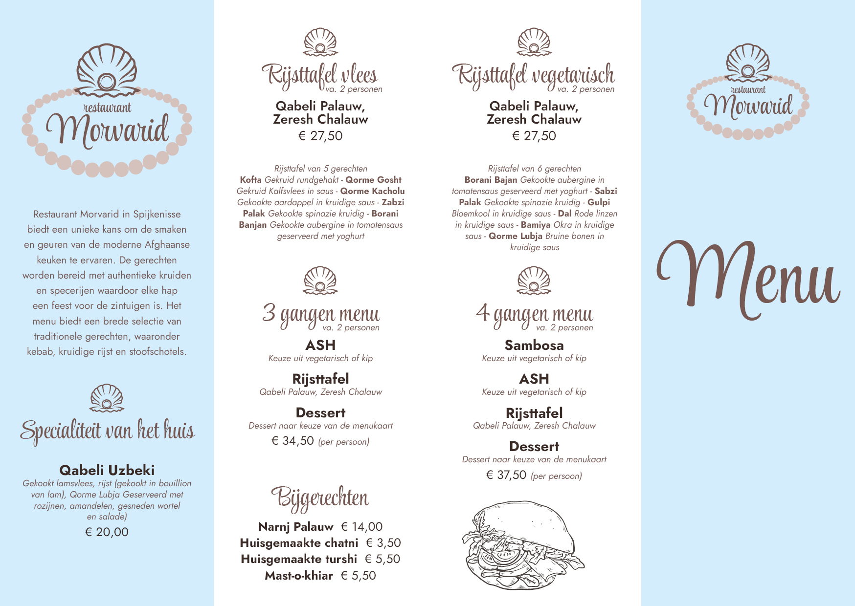 Menukaart - Restaurant Morvarid